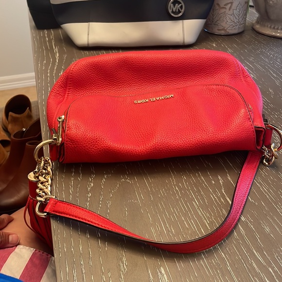 Michael Kors | Bags | Michael Kors Red Leather Shoulder Bag | Poshmark